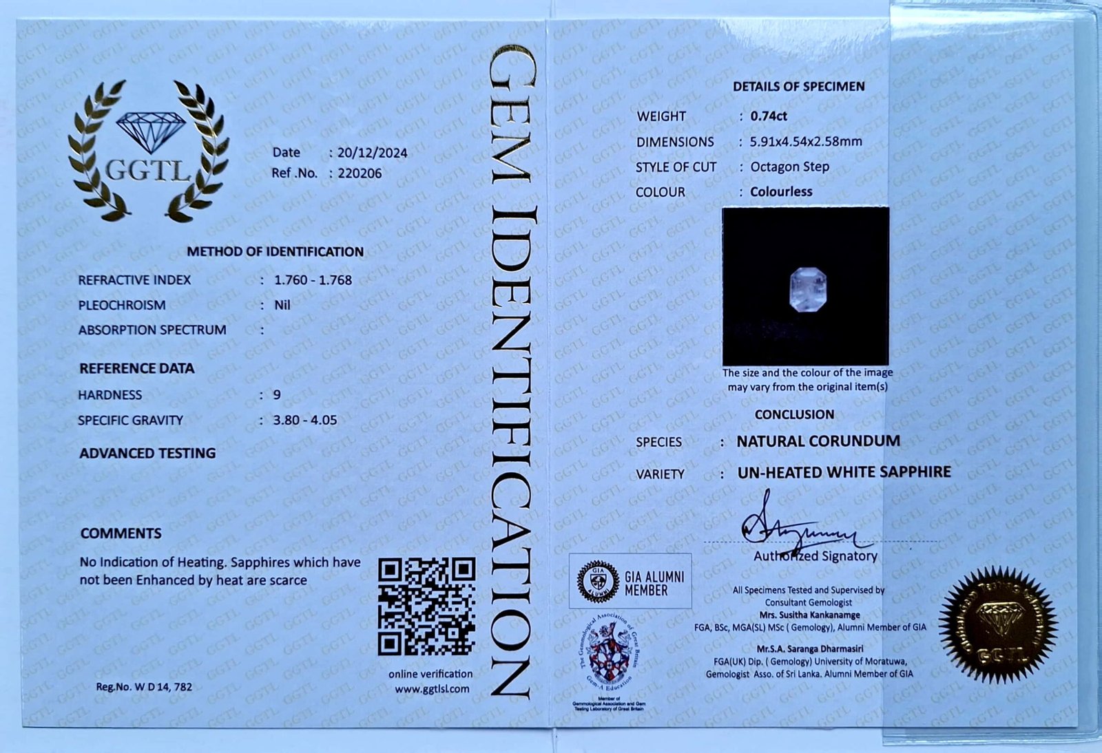 .74 CT COLORLESS – NATURAL CEYLON SAPPHIRE | OCTAGON SHAPE - Pure ...